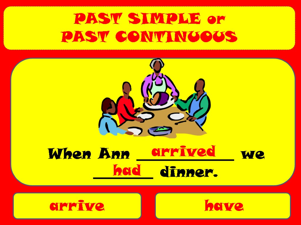 PAST SIMPLE or PAST CONTINUOUS arrive have When