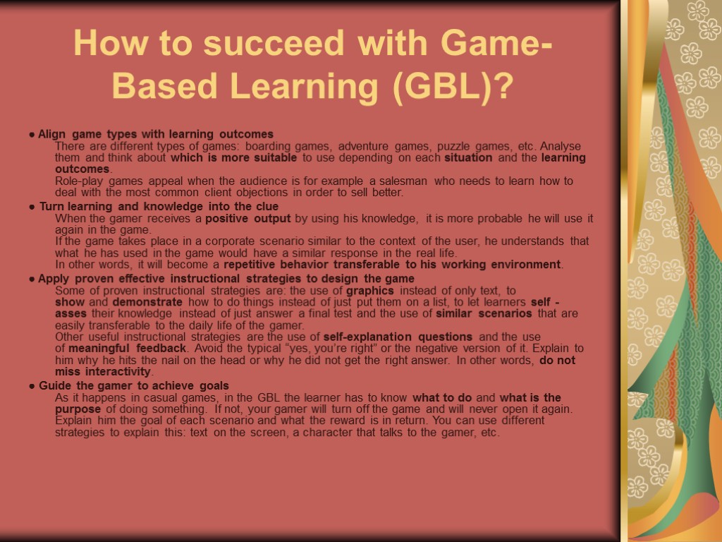 What is Game-Based Learning (GBL)? Presented by Yuliya