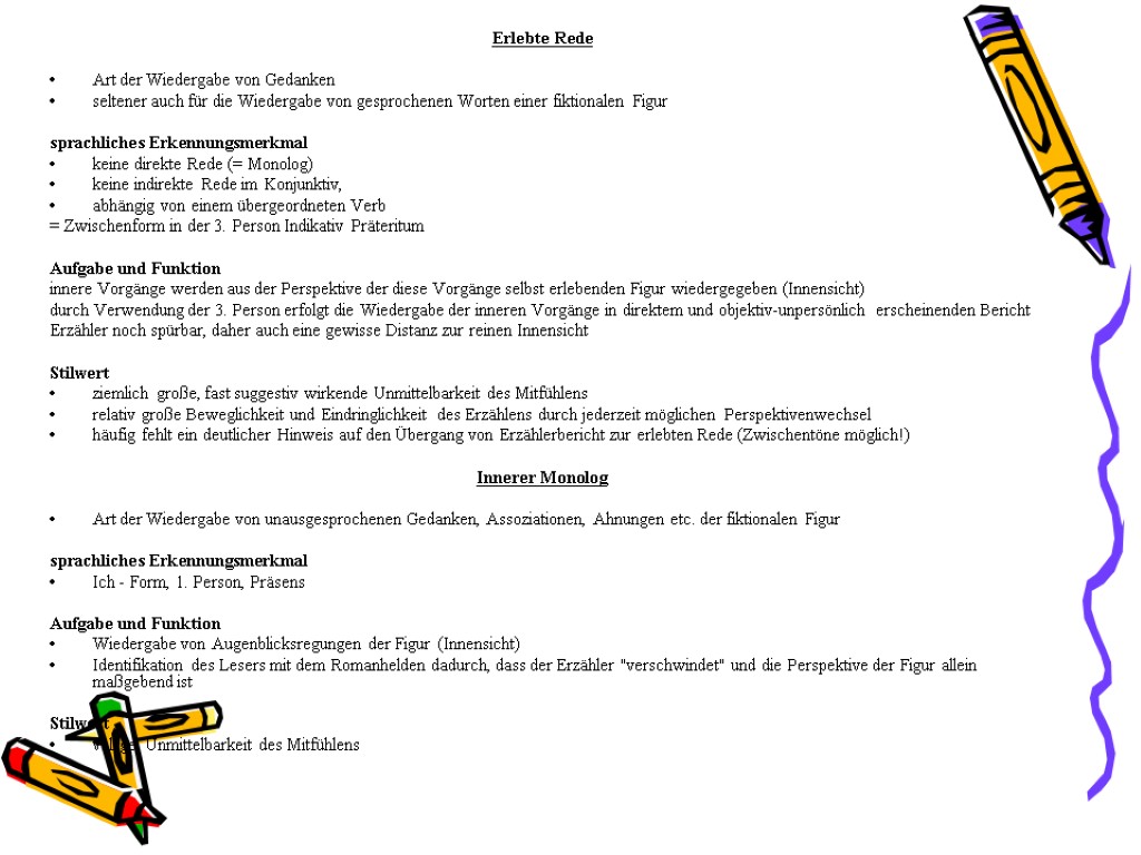 Erlebte Rede Studentinen der Gr. 29 -41: Sacharowa