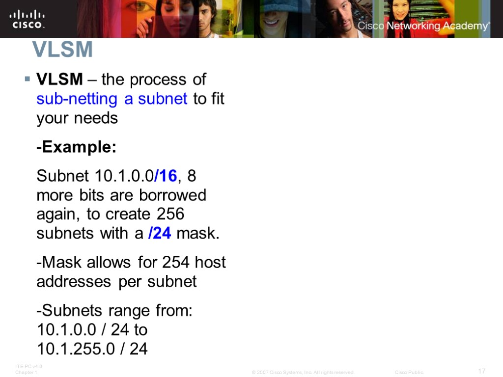 VLSM and CIDR Routing Protocols and Concepts