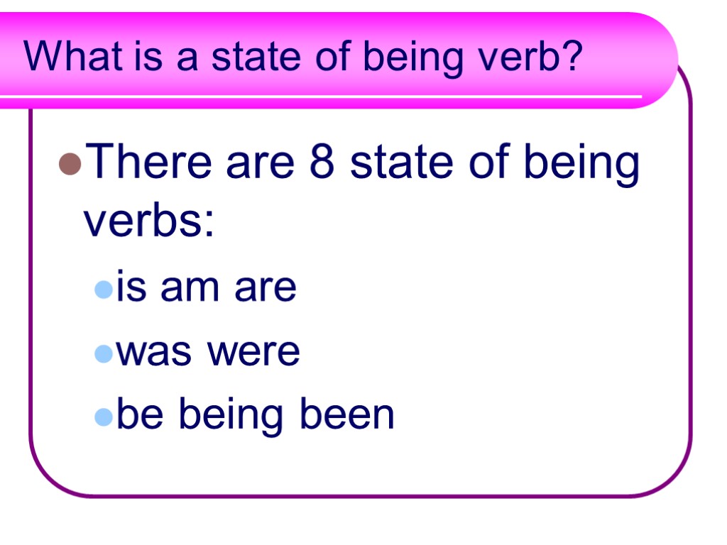 State of Being Verbs A Project LA Activity.