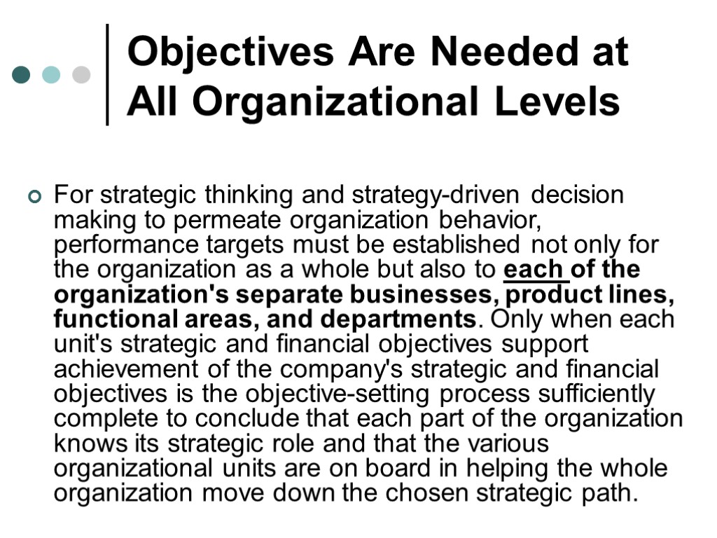 ESTABLISHING OBJECTIVES: THE SECOND DIRECTION-SETTING TASKWhat is ...