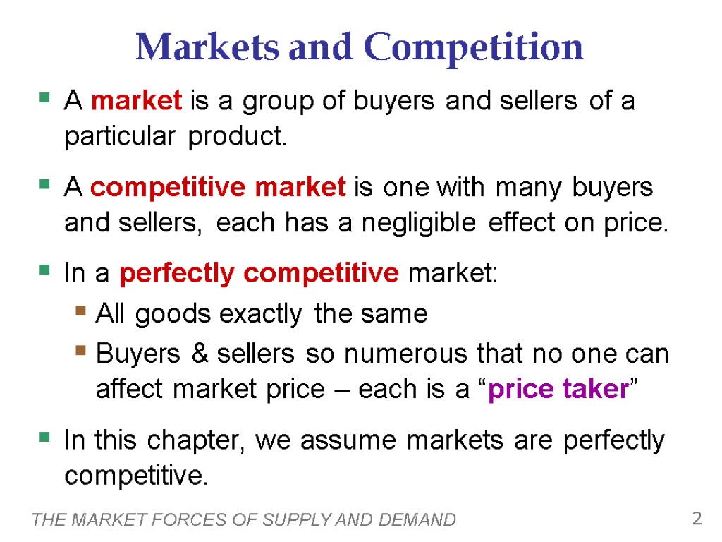 The Market Forces of Supply and Demand Economics