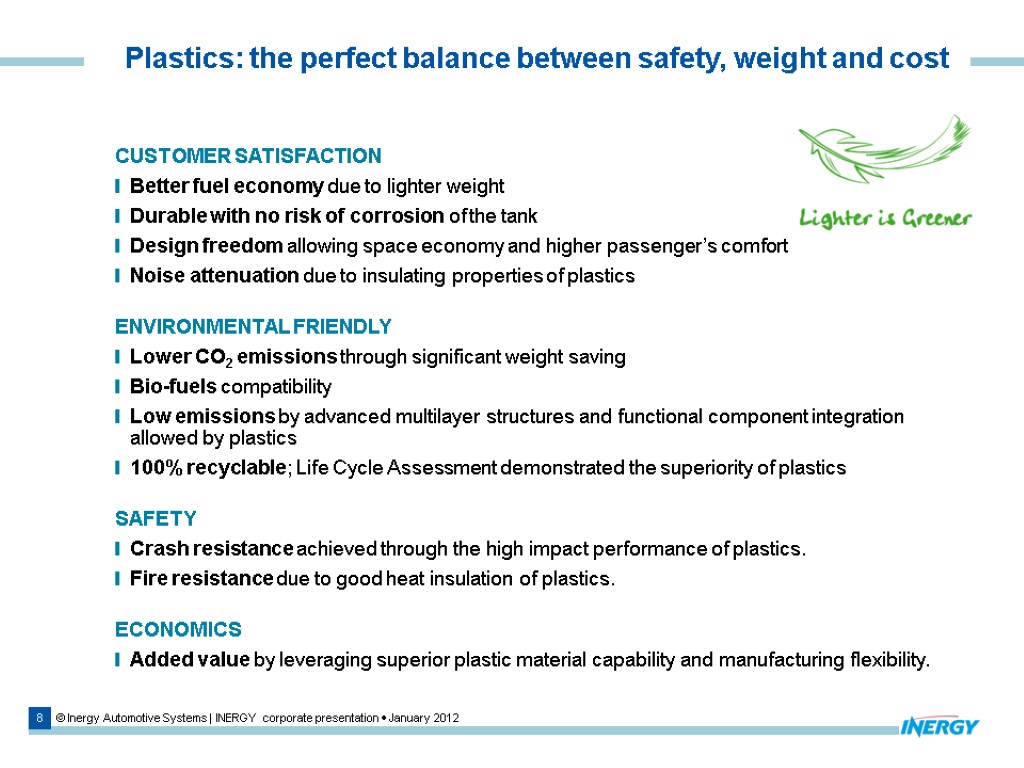 January 2012 Corporate presentation 2 © Inergy Automotive