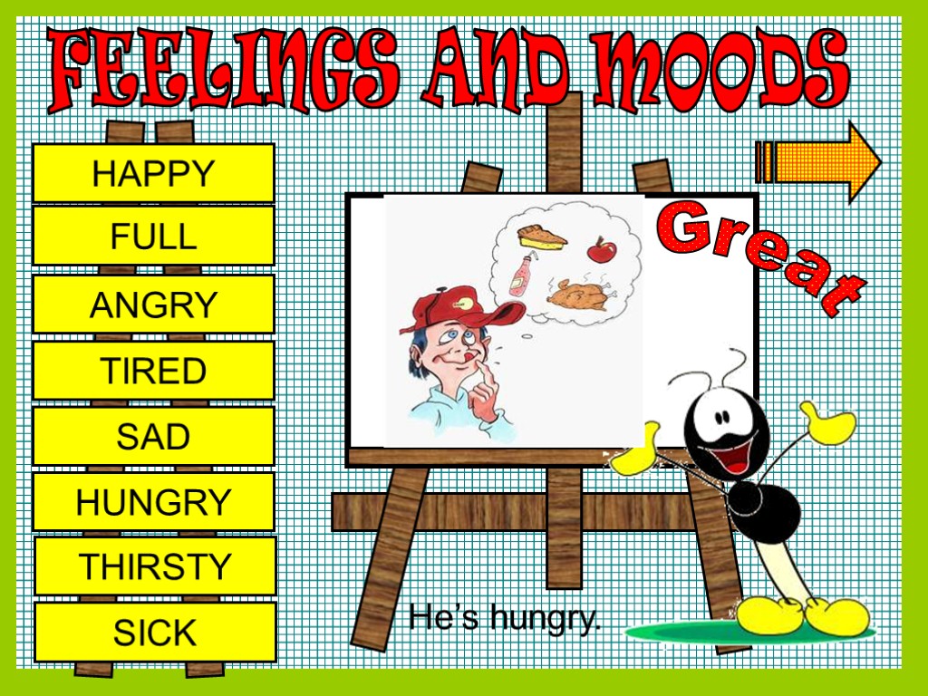 FEELINGS AND MOODS HAPPY FULL ANGRY TIRED SAD