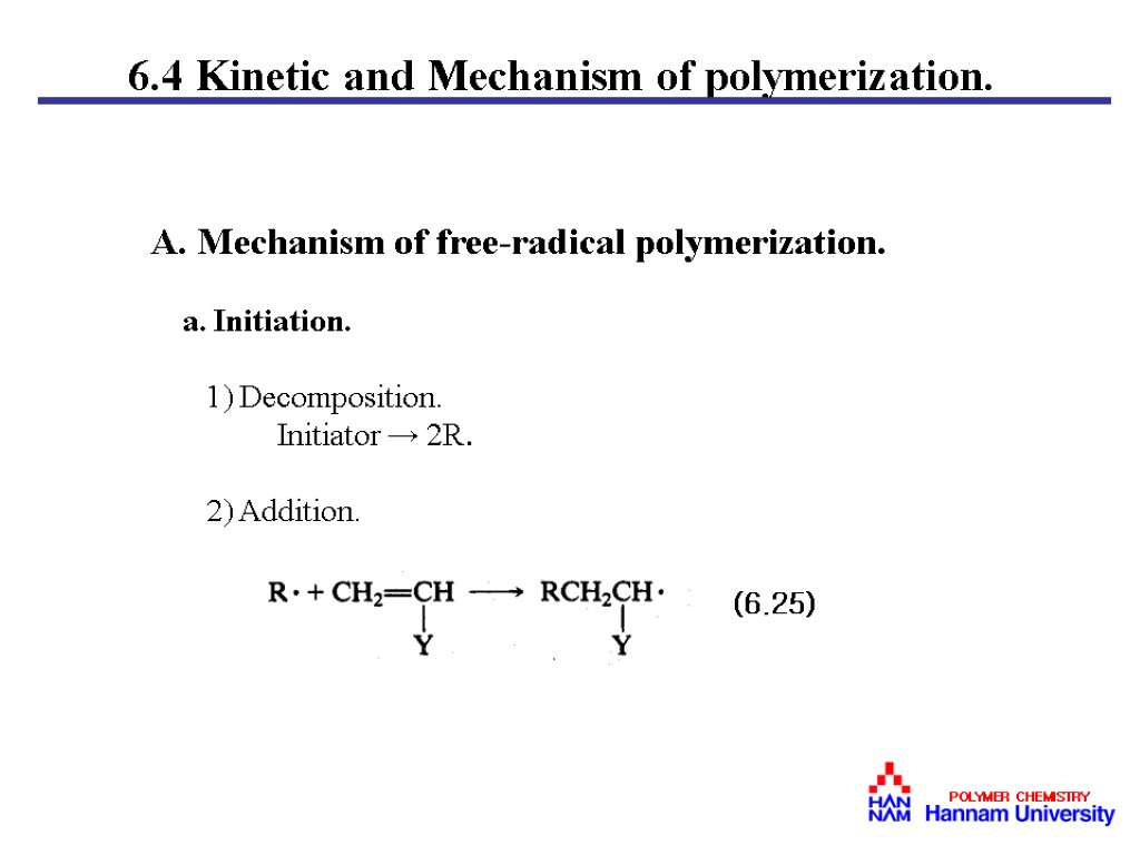 Chapter 6. Free Radical Polymerization 6. 1 Introduction