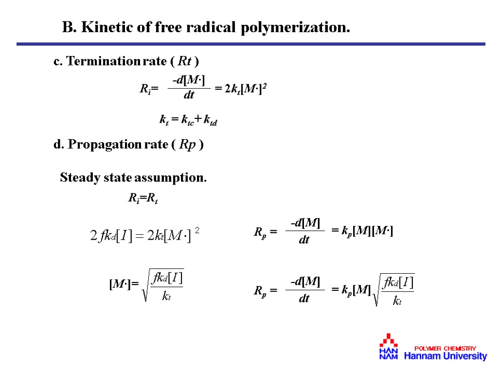 Chapter 6. Free Radical Polymerization 6. 1 Introduction