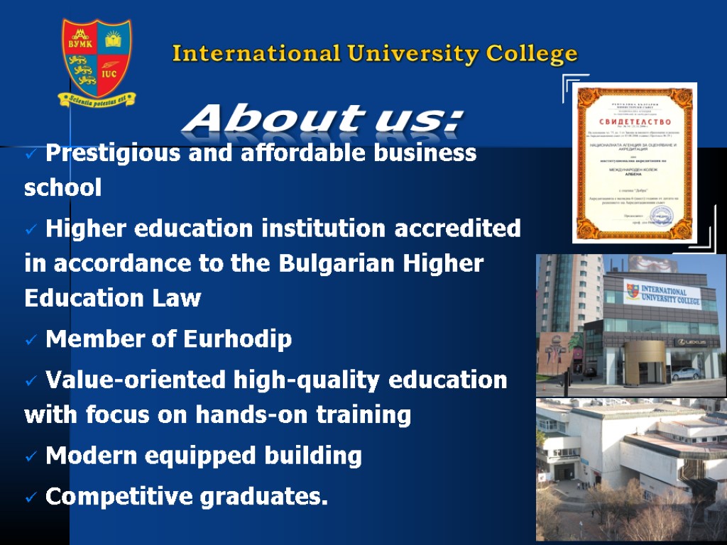 International University College Bulgaria. International University ...