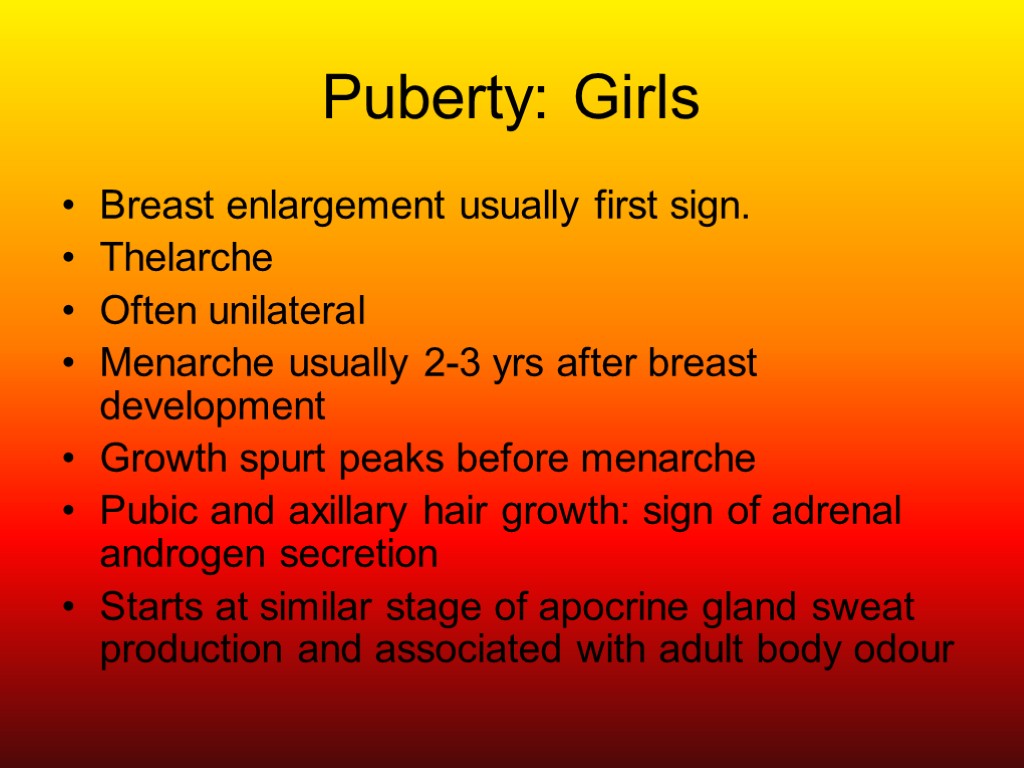 Features of sexual development in children Puberty