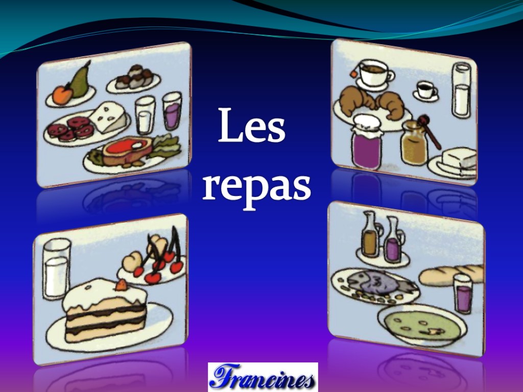Les repas. En France, il y a trois
