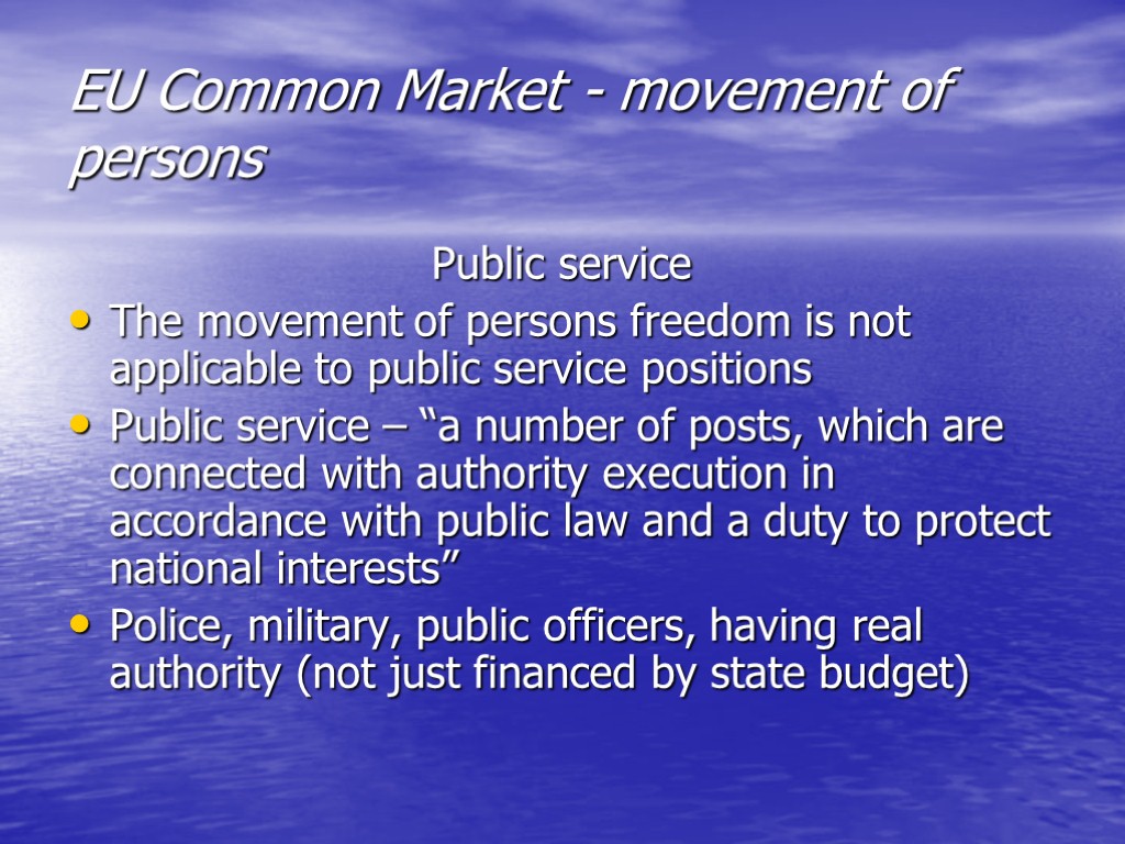 EU Common Market. EU Common Market Freedom of