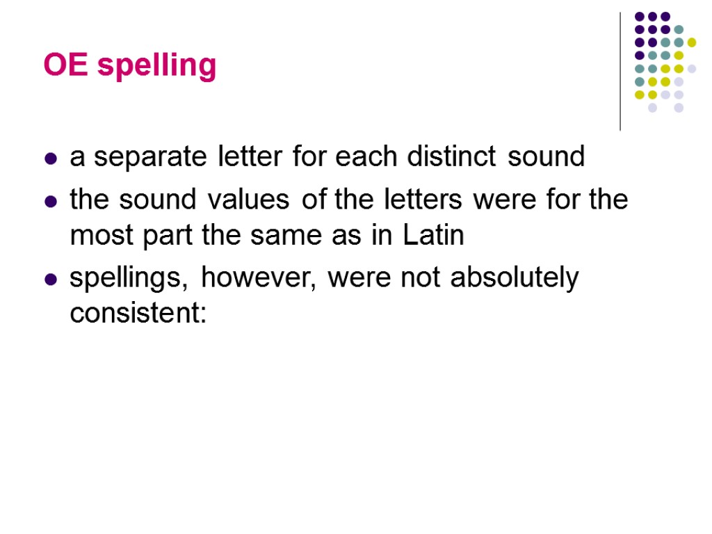 Historical Foundations of Modern English Spelling. List of