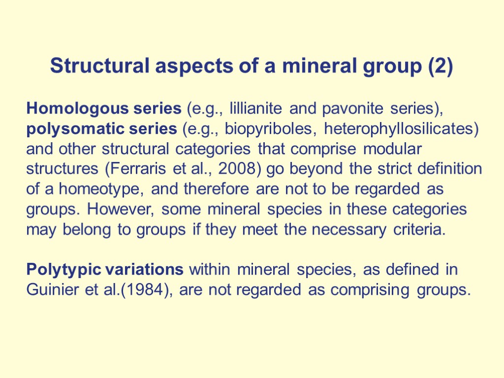 Mineral classes At the highest level, mineral species