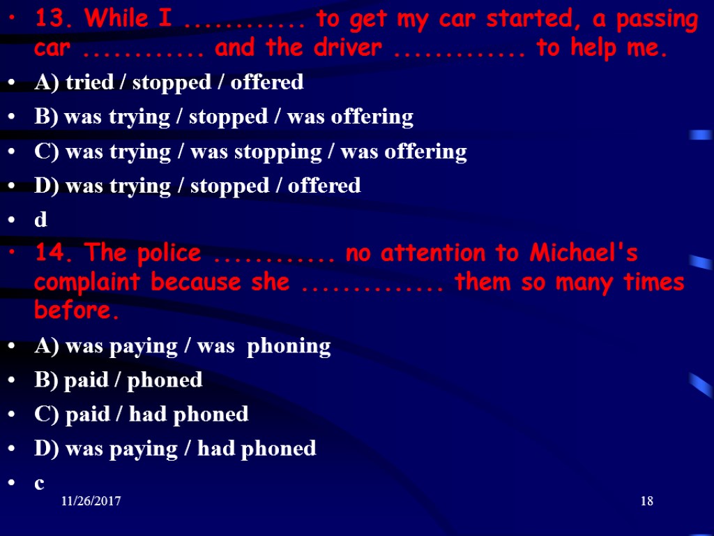 11/26/2017 1 Past Time Main events The past