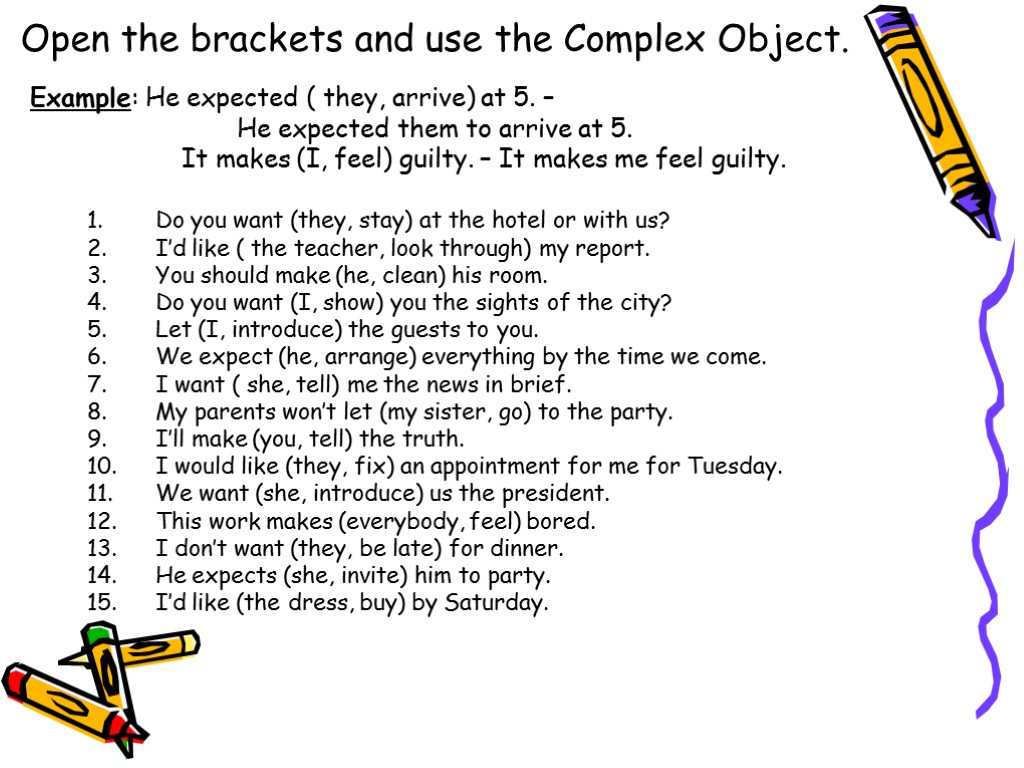 Complex Object Grammar Lesson. Personal Pronouns. Translate sentences