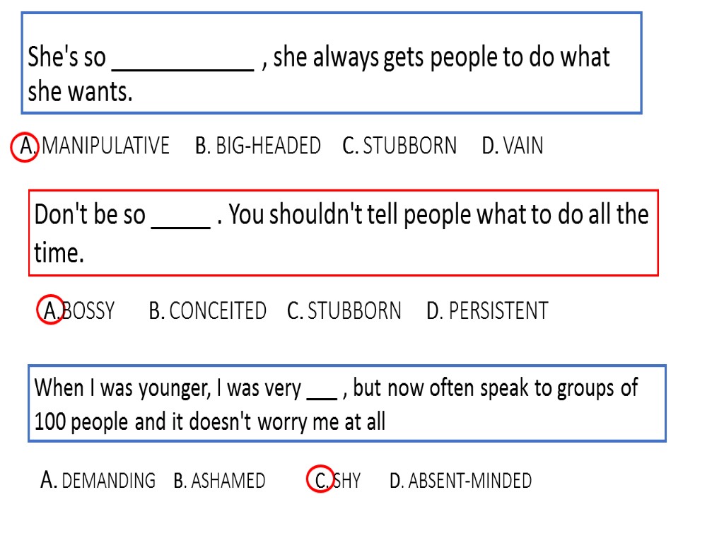 PERSONALITY ADJECTIVES EXERCISES 1. grumpy 2. chatty 6.