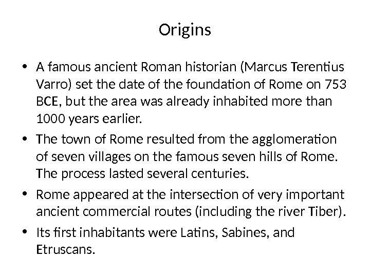 Summary Of Roman History Origins