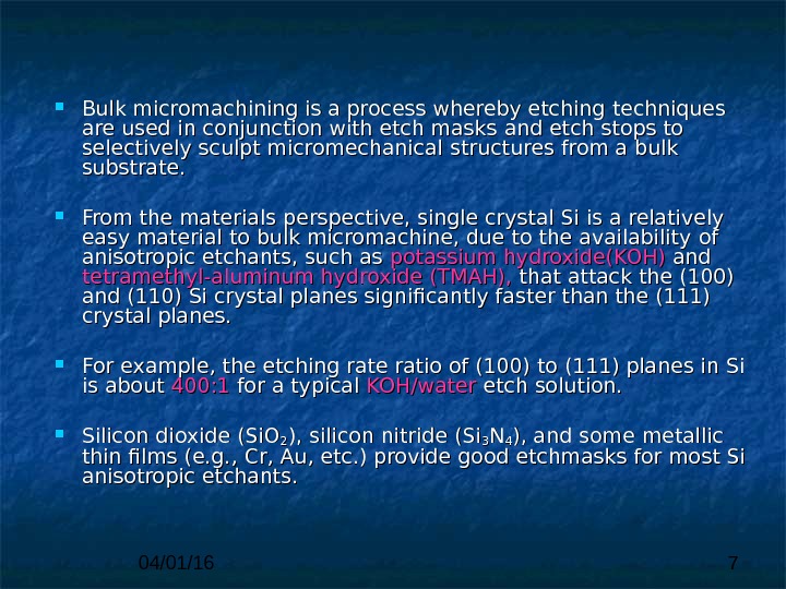 04/01/16 11 Material Aspects of Micro- and Nanoelectromechanical