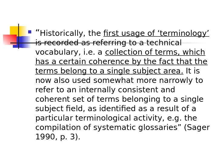 Terminology studies as a science 1930 s