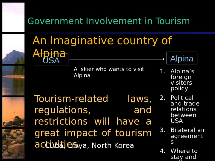 Lecture 12 The Role of Government in Tourism
