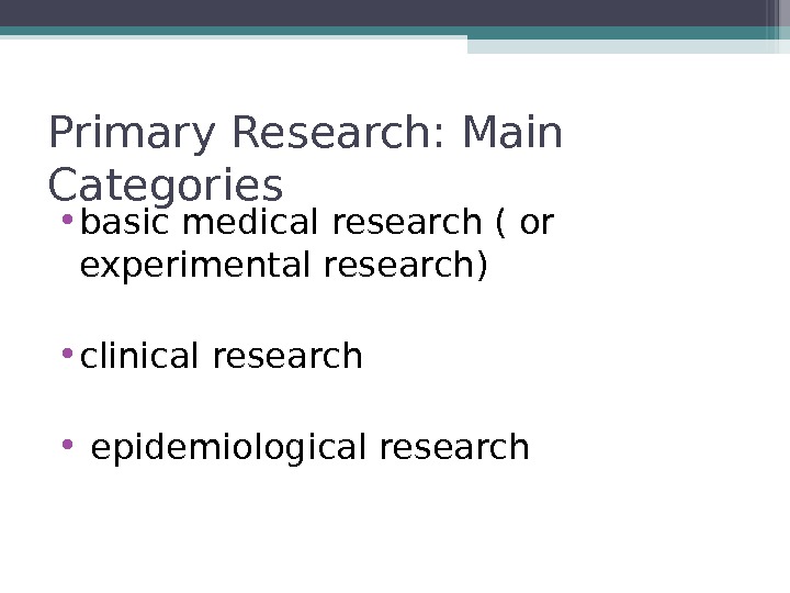 Research in Medicine: Basic Types and Methods