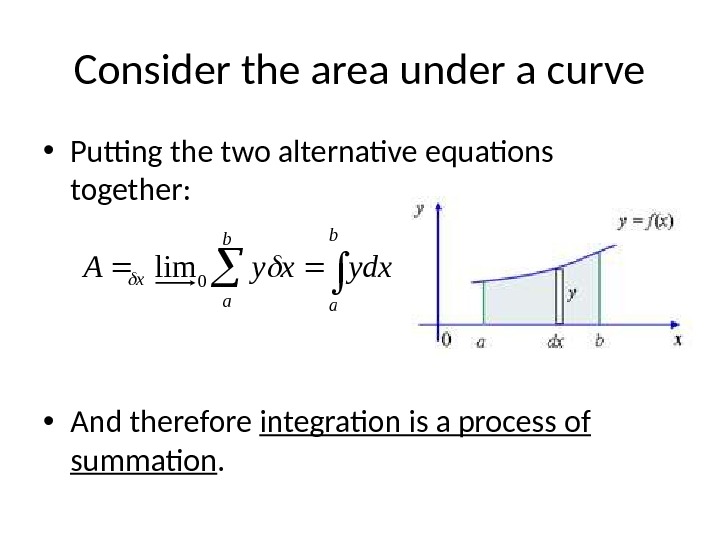 Integration as a Process of Summation (using integration