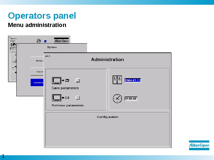 1 Operators panel Menu handling 2