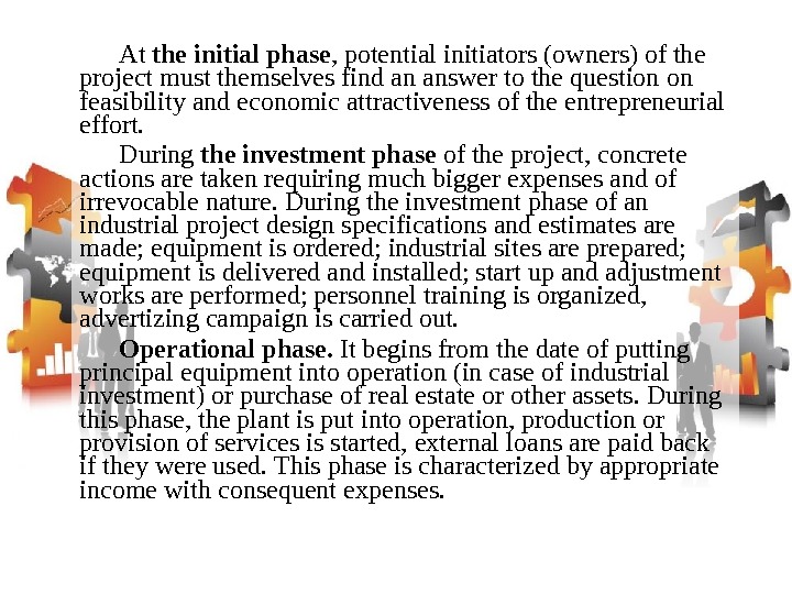 Life cycle of investment project” Investment