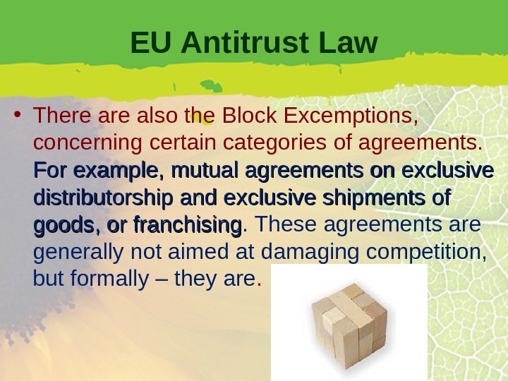 Antitrust and Custom Law EU Antitrust Law