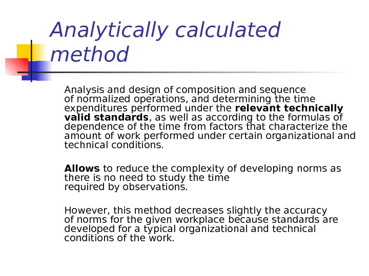 METHODSOF CALCULATION THE LABOR NORMS