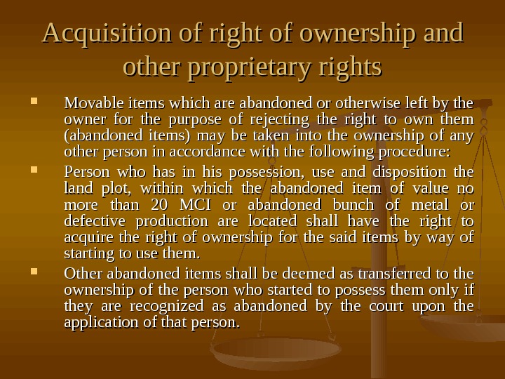 CIVIL LAW Lecture 12 Acquisition of right