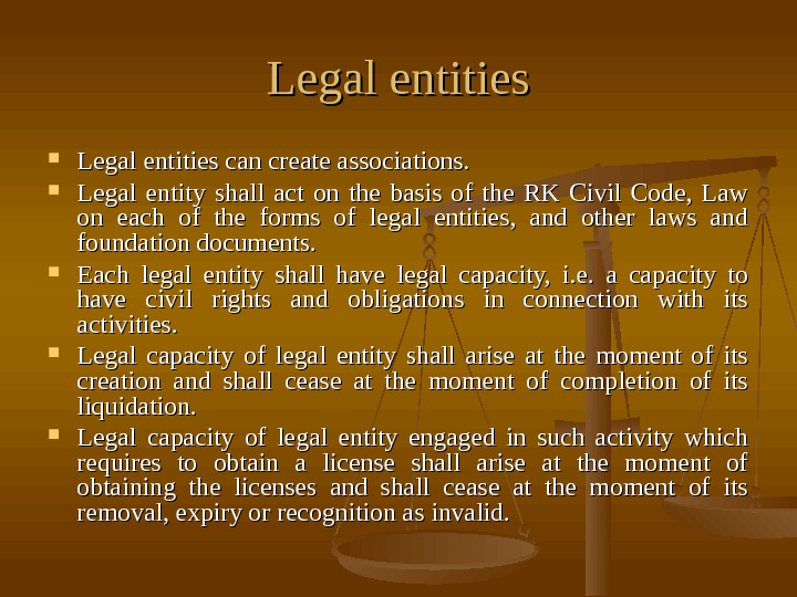 CIVIL LAW Lecture 4 Subjects of civil