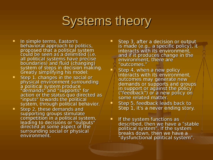 Contemporary Theories of Political System Content