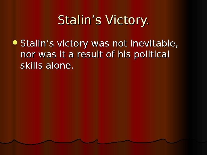 Stalin and the Struggle for Power By Miss