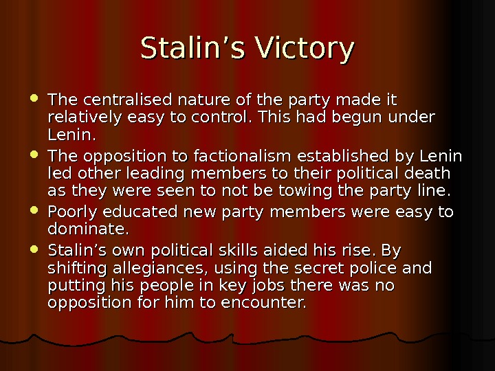 Stalin and the Struggle for Power By Miss