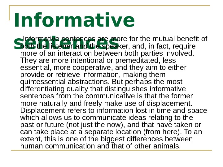 Define communicative types of sentences. Sentence Structure: