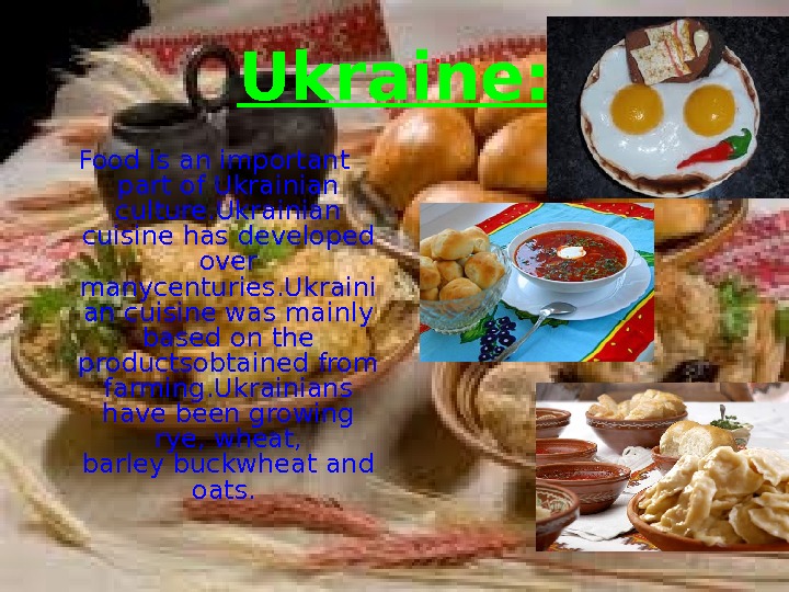 Dishes from other countries: Countries: