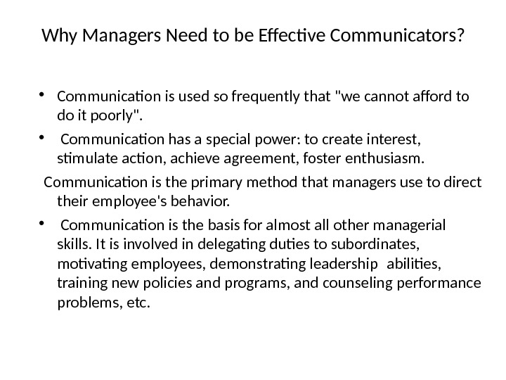 Effective communication skills for managers What is