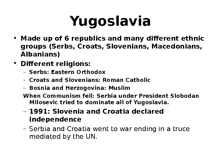 Презентация fall of communism yugoslavia