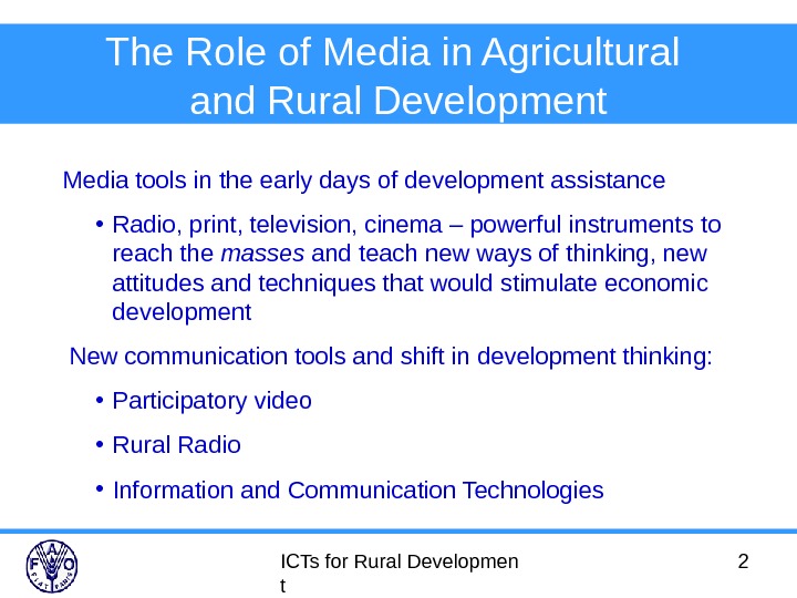 ICTs for Rural Development An Integrated Approach