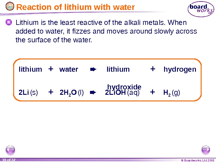 Lithium And Water Equation