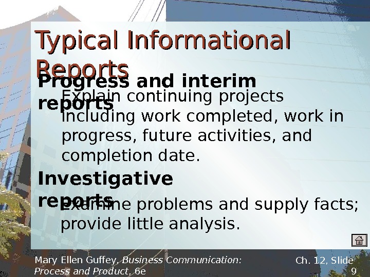 Chapter 12 Informal Business Reports Business Communication: