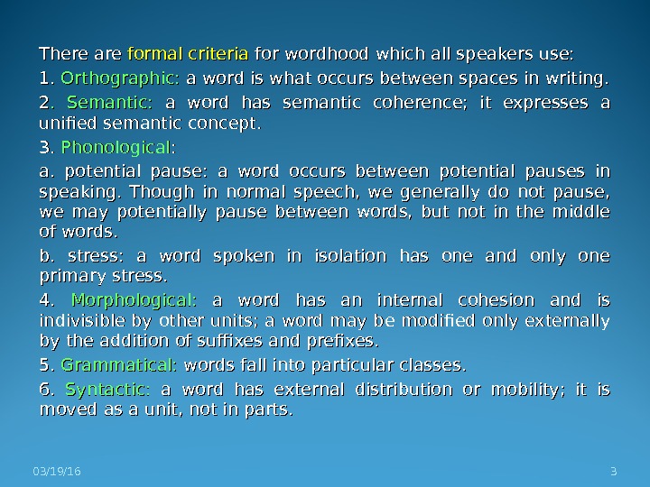 Lecture 2. The International Structure of Words