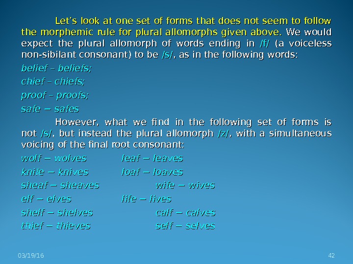 Lecture 2. The International Structure of Words