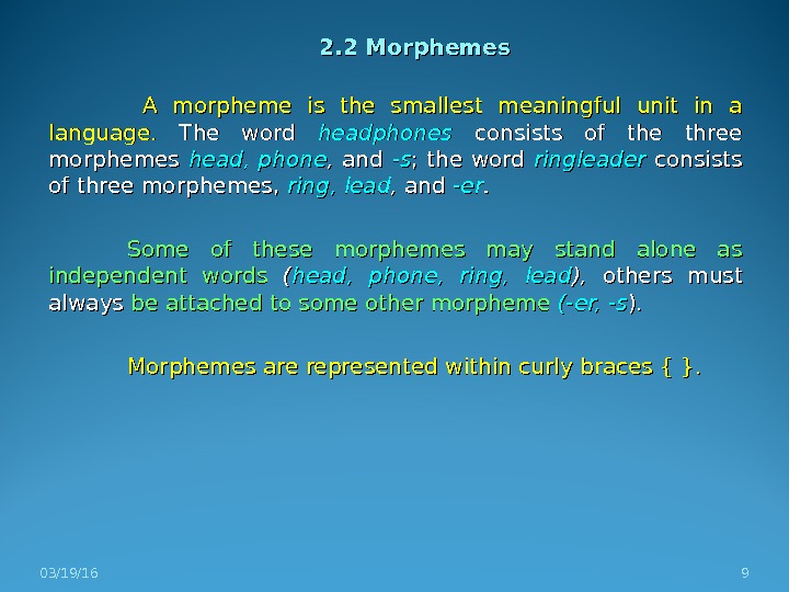 Lecture 2. The International Structure of Words