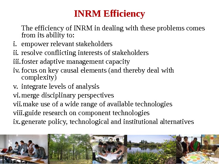 NATURAL RESOURCE MANAGEMENT — PROBLEMS AND SOLUTIONS Lecture