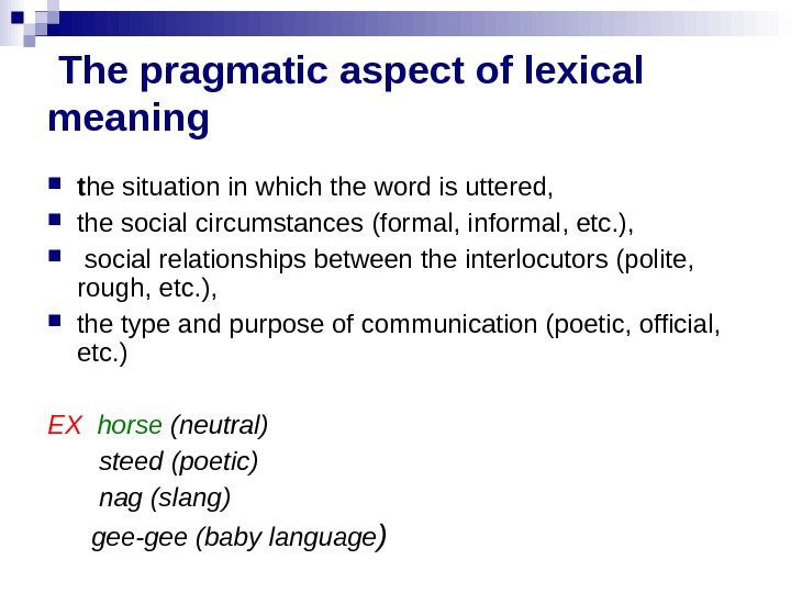 Презентация lecture 6 Word Meaning