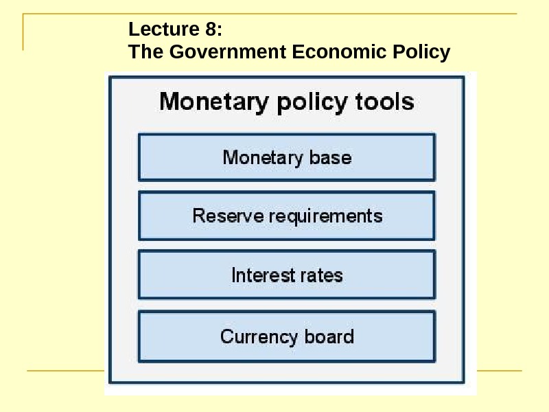 Lecture The Government Economic Policy Lecture