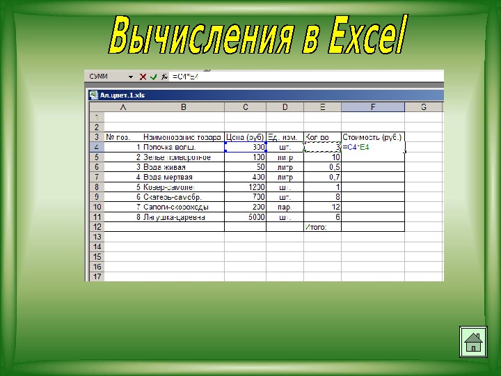 Презентация Лекция 7. Электронная таблица EXCEL