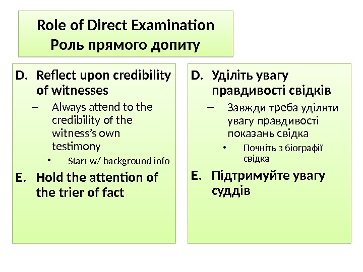 Lesson 2. 1 : Direct Examination Заняття